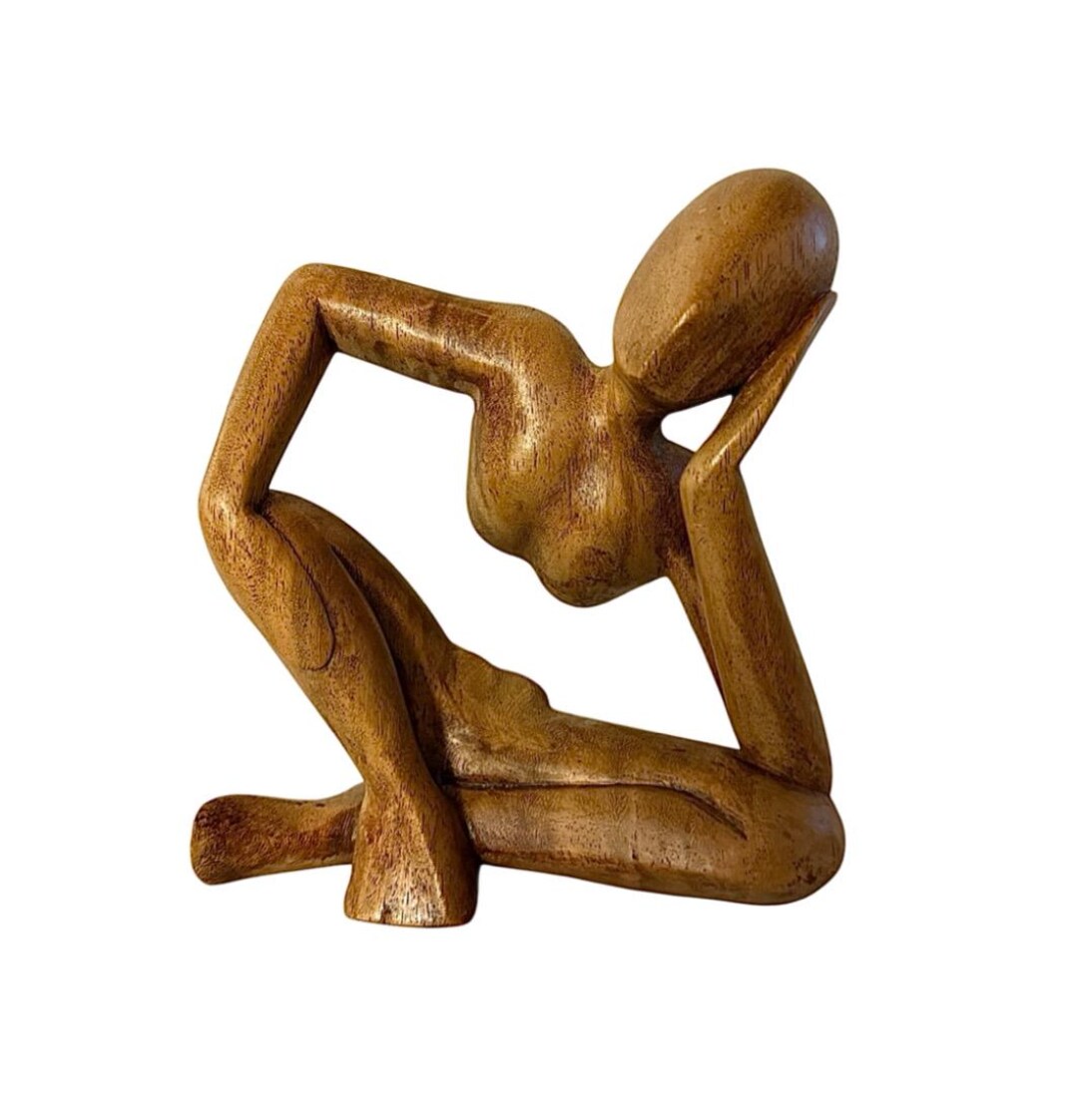 Abstract “the Thinking Man” Wooden Carved Figurine Statue - Etsy