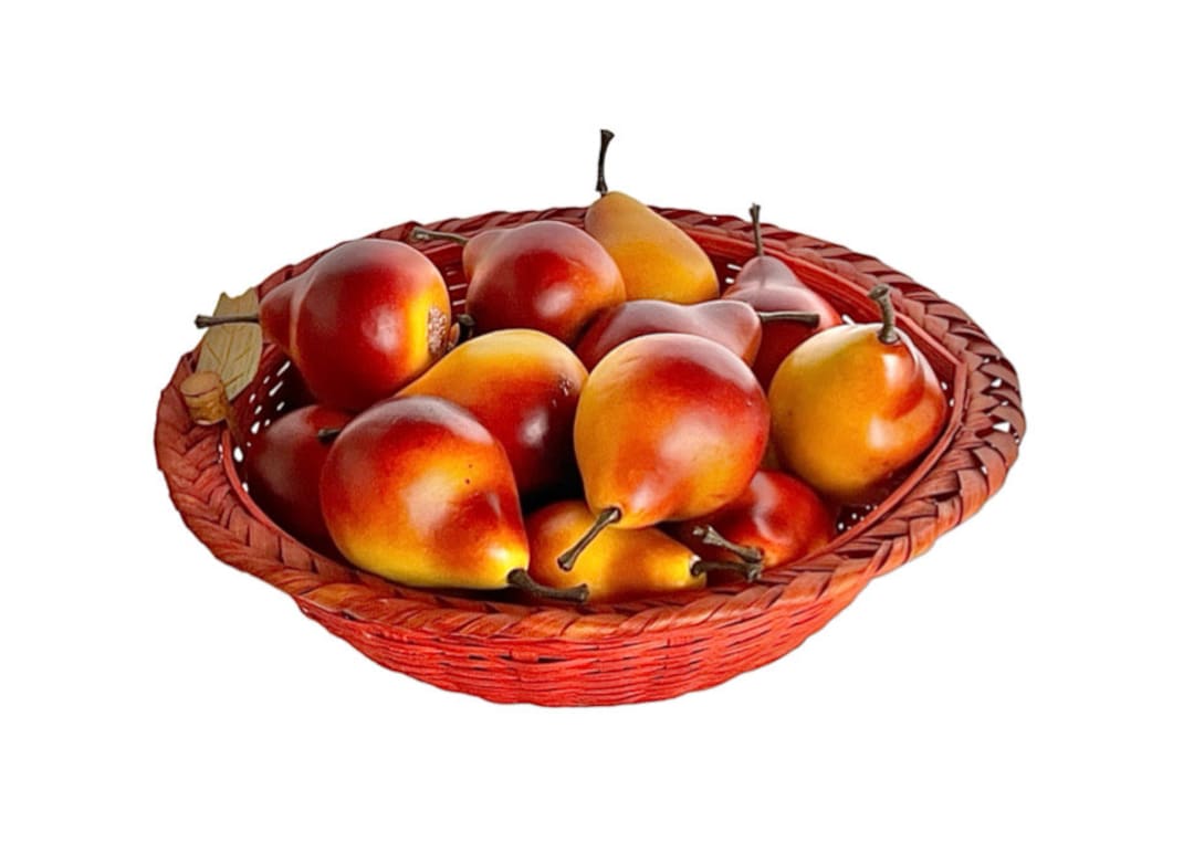 Mid Century Pears Plastic Fruit Display in Whicker Bowl - Etsy