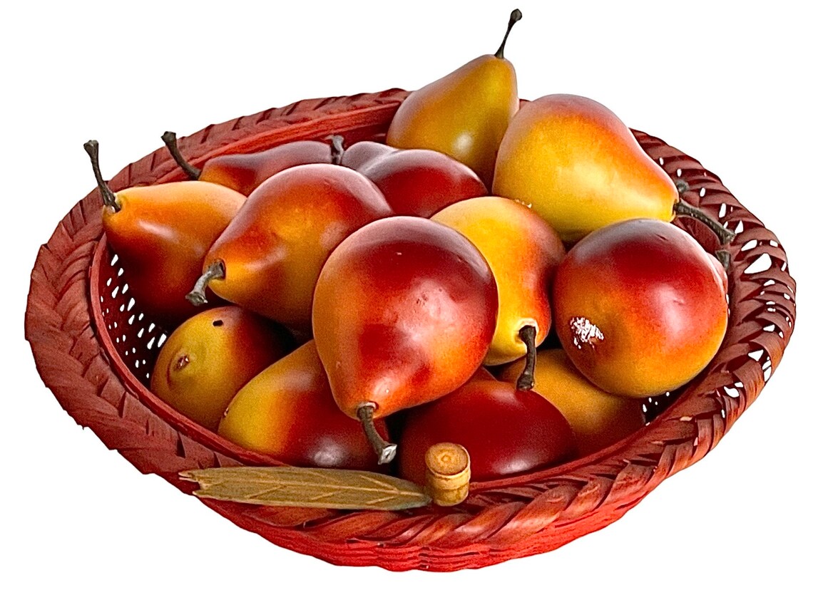 Mid Century Pears Plastic Fruit Display in Whicker Bowl - Etsy