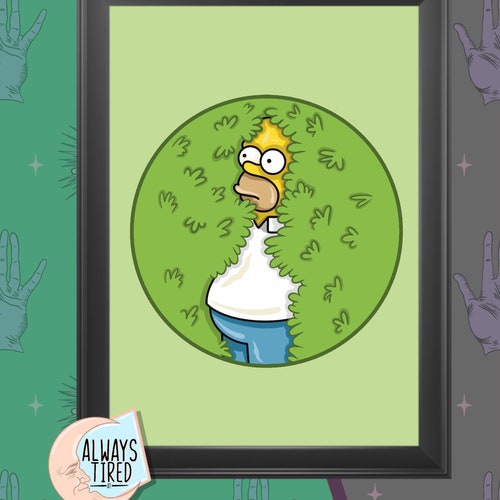 The Simpsons Homer Bush Watercolour Print Scenic Simpsons | Etsy