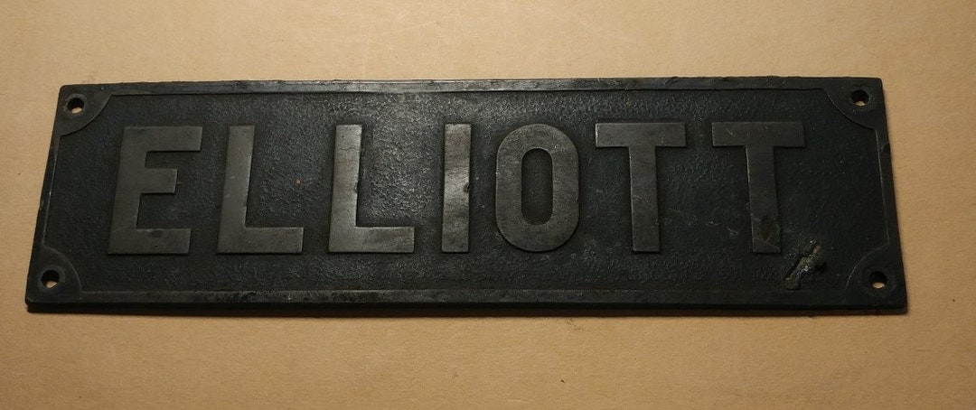 1298----ELLIOTT Surname Antique Cast Iron Name Plate - Etsy