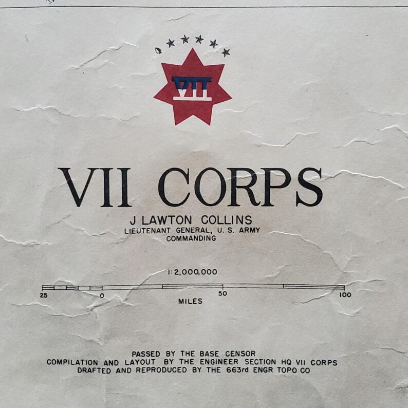 1219----WWII Map VII Corps Amazing Details - Passed by Censor - Etsy