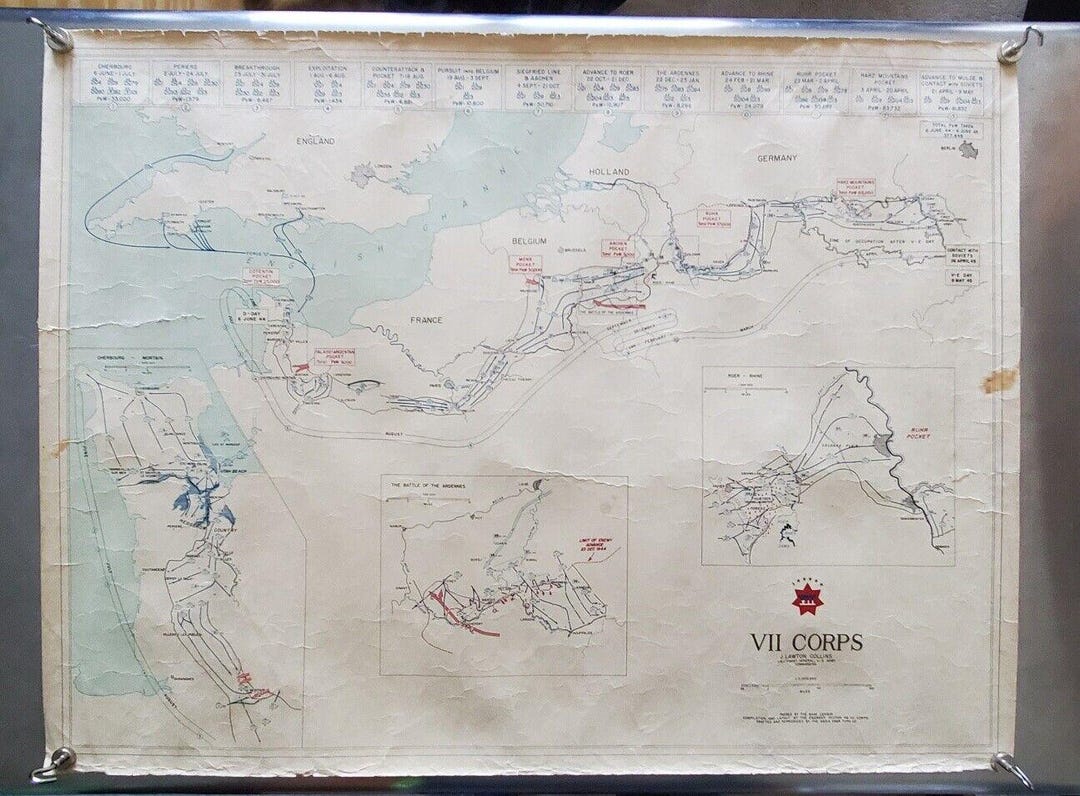 1219----WWII Map VII Corps Amazing Details - Passed by Censor - Etsy