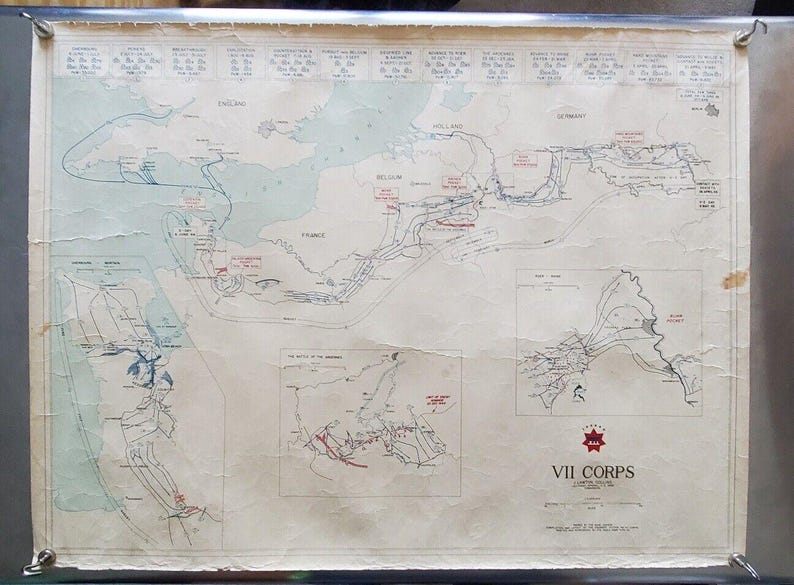 1219----WWII Map VII Corps Amazing Details - Passed by Censor - Etsy