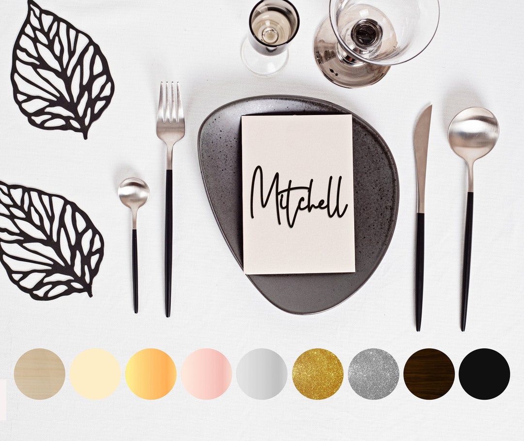 3D Wedding Name Place Card Wood Acrylic Place Name Setting Personalized ...