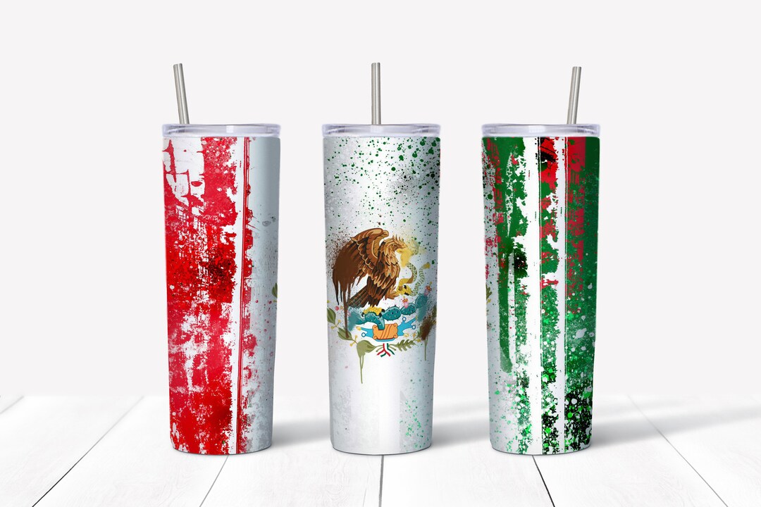 Mexican Flag Sublimation Waterslide Design 20oz Tumbler Full Wrap ...