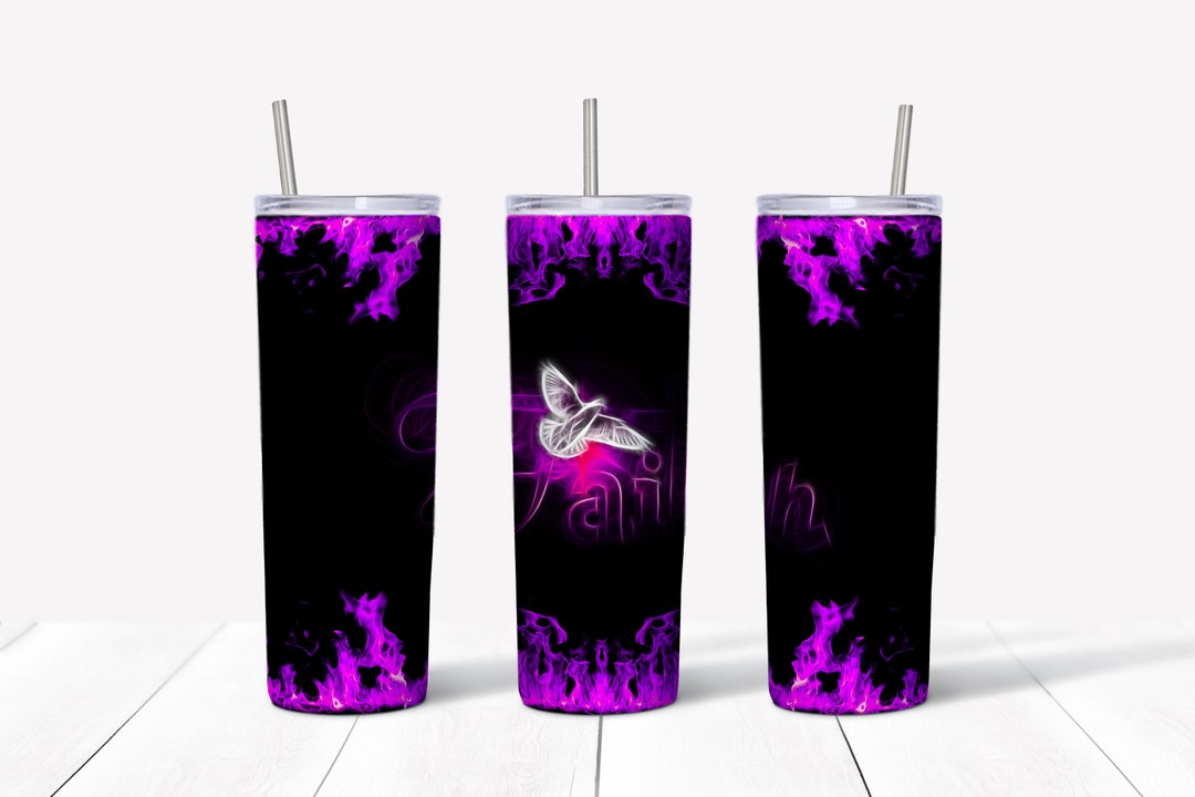 Purple Faith on Fire Sublimation Waterslide Design 20oz Straight ...
