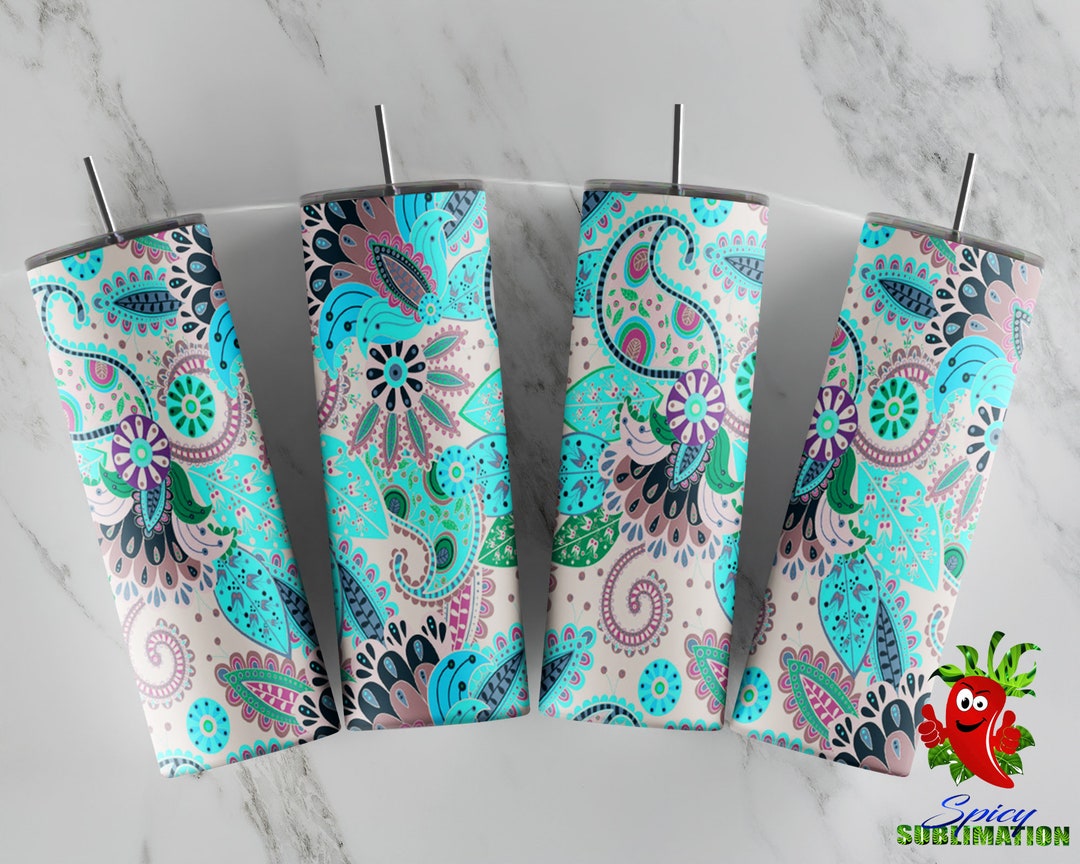 Swirl Aqua Blue Sublimation Waterslide Design 20oz Tumbler Full Wrap ...