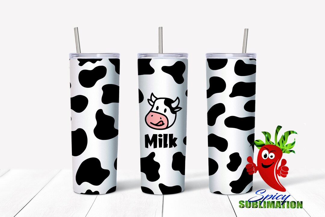 Milk Cow Print Sublimation Waterslide Design 20oz Tumbler Full Wrap ...