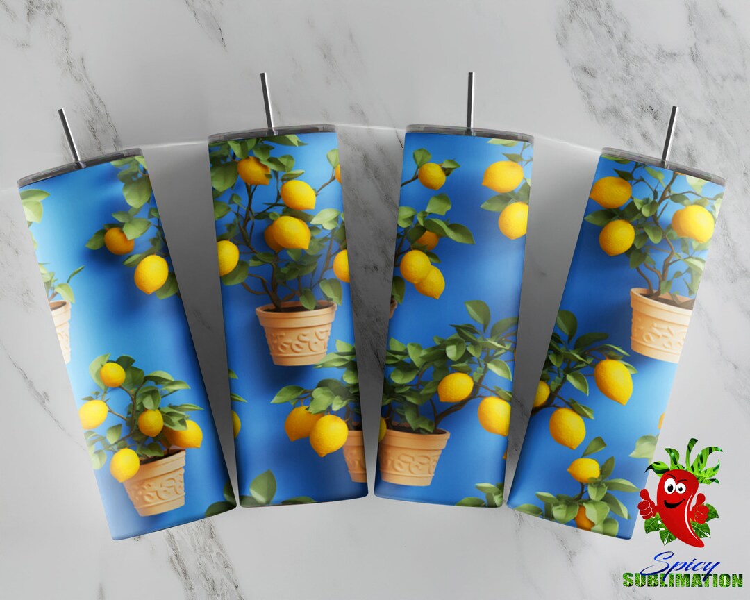 3d Seamless Lemon Tree Plant Sublimation Oz Full Tumbler Wrap. Plant ...