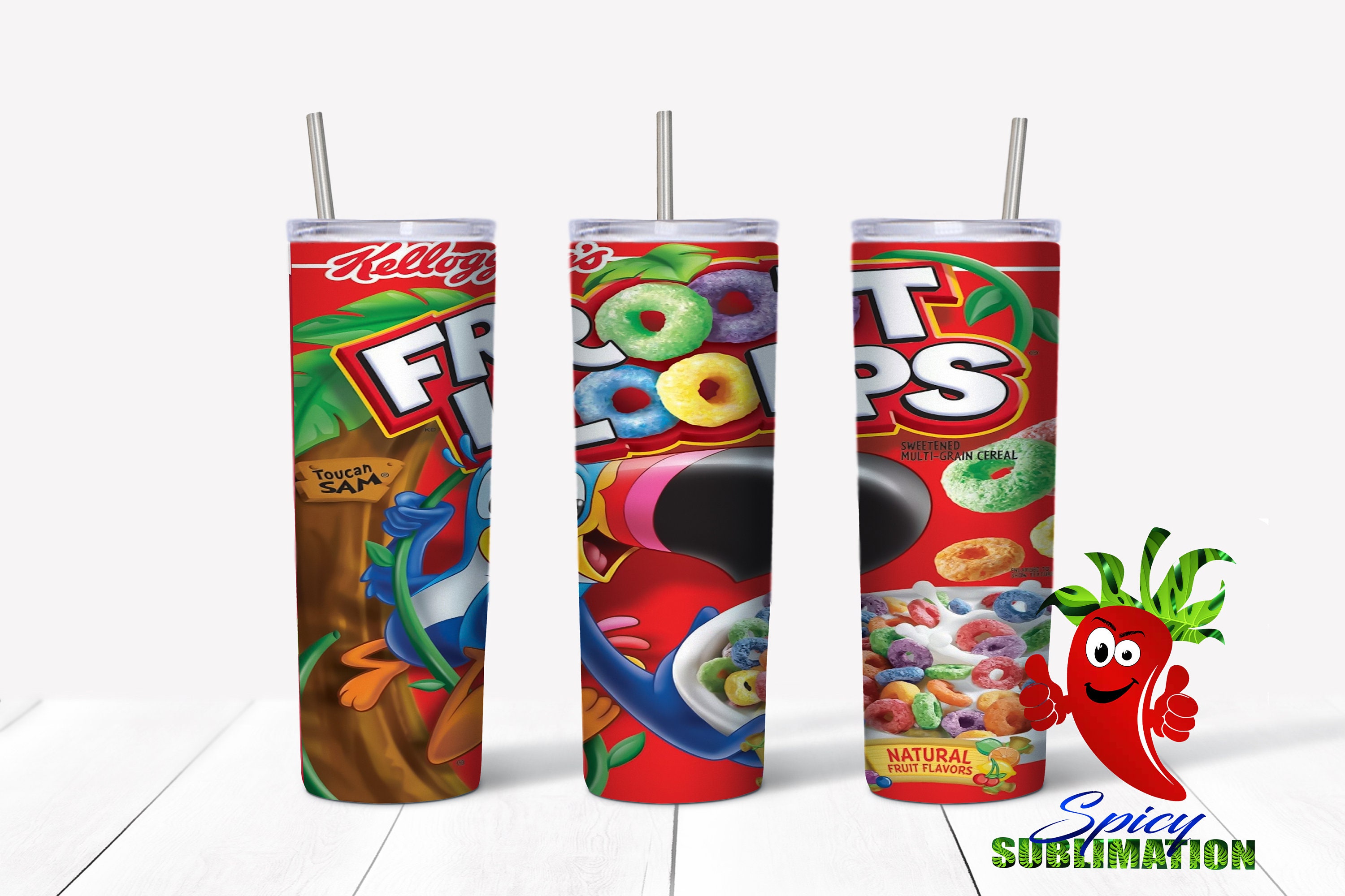 Fruit Loops Funny Sublimation Waterslide Design 20oz Tumbler Full Wrap ...