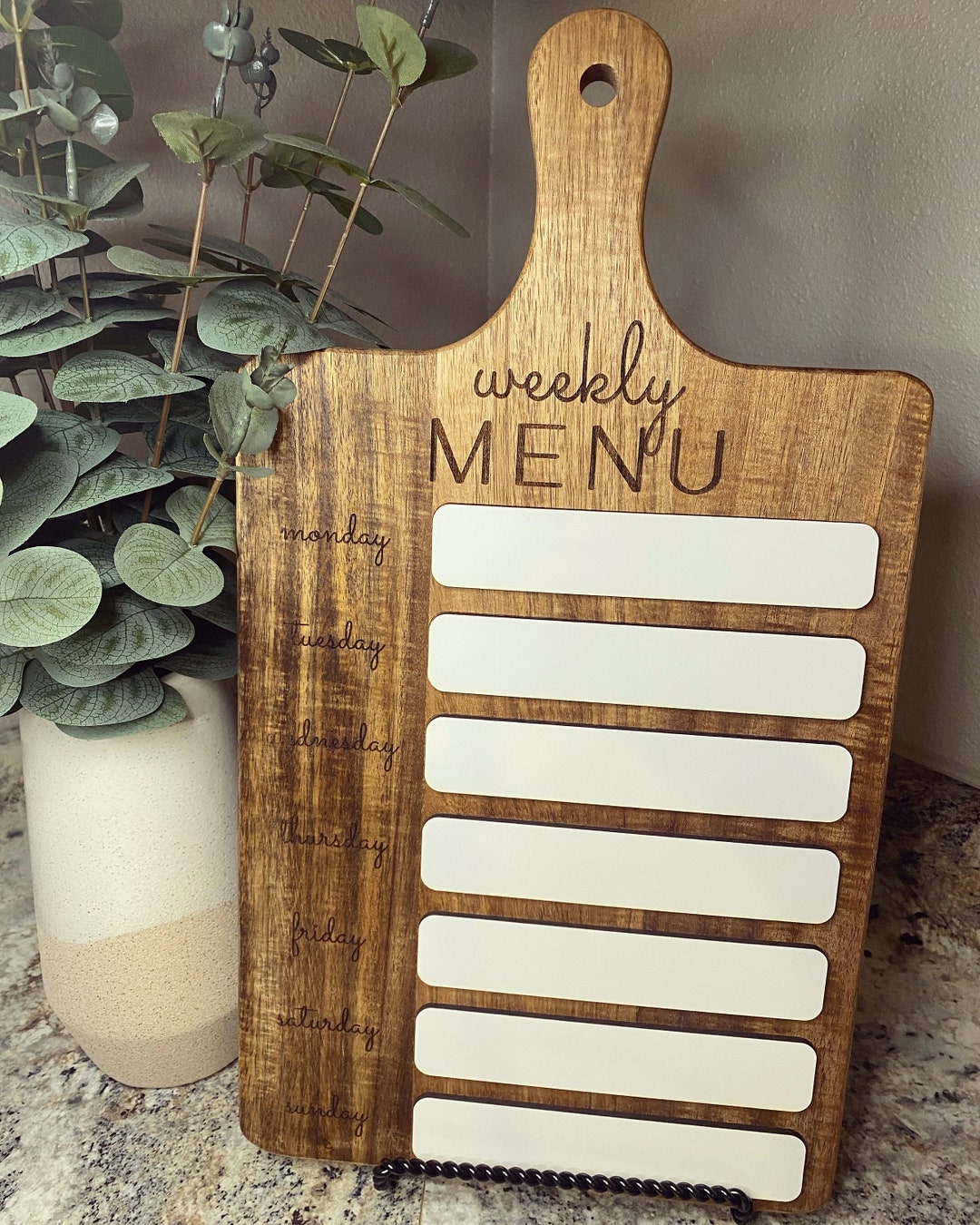 Weekly Menu Cutting Board Dry Erase Menu Board Meal - Etsy
