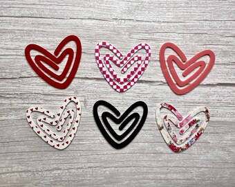 Love Script and Hearts Valentines Day Heart Bookmarks Pink and Red ...