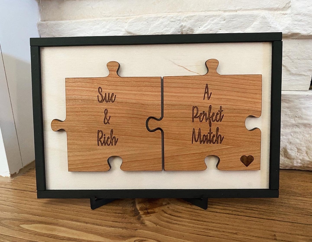 A Perfect Match Puzzle Sign, Personalized Couple Sign, Valentines Day ...