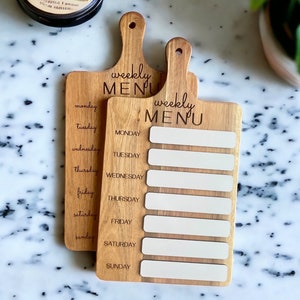 Weekly Menu Cutting Board, Dry Erase Menu Board, Meal Planner, Kitchen ...