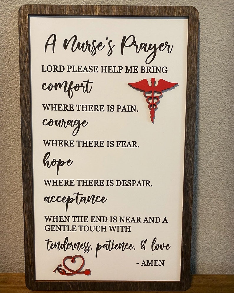 A Nurse's Prayer Sign Nurse Gift Nursing School - Etsy