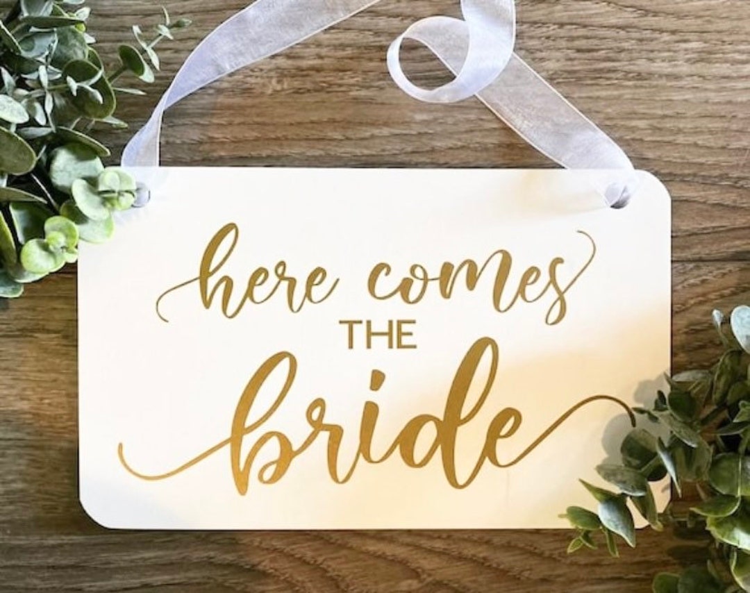 Here Comes the Bride Sign, Personalized Wedding Sign, Ring Bearer Sign ...