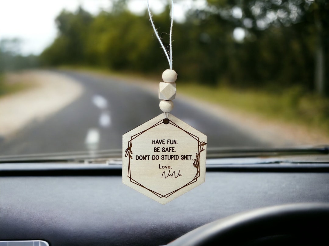 Personalized Car Charm, Be Safe Car Charm, Rearview Mirror Charm, Don't ...