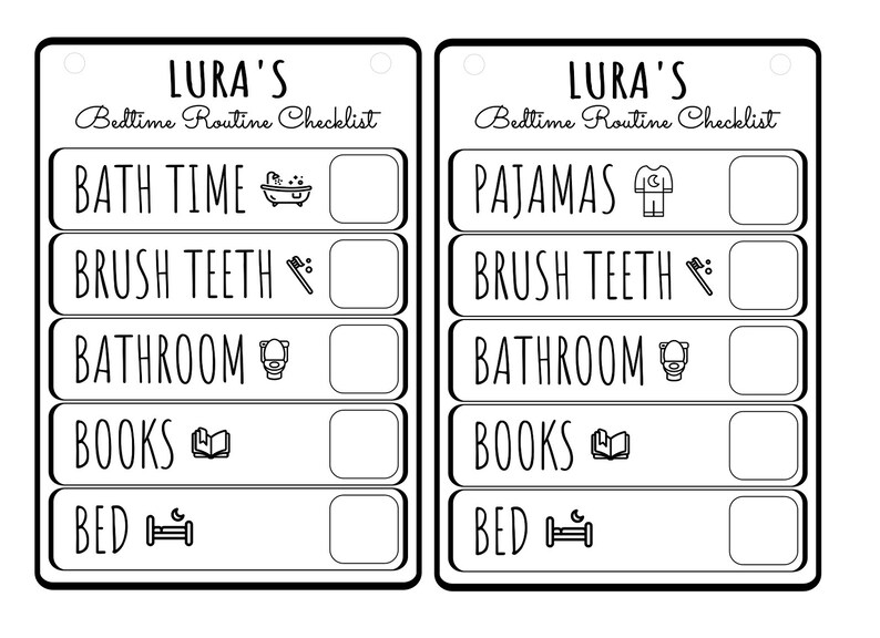 Personalized Bedtime Routine Checklist Whiteboard - Etsy