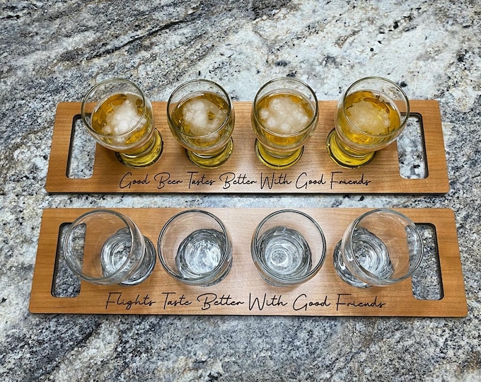 Beer Flight Board With Pub Glasses, Customizable Wooden Drink Flight - Etsy