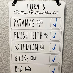 Personalized Bedtime Routine Checklist, Kids Routine Whiteboard Chart ...