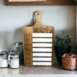 Weekly Menu Cutting Board, Dry Erase Menu Board, Meal Planner, Kitchen ...