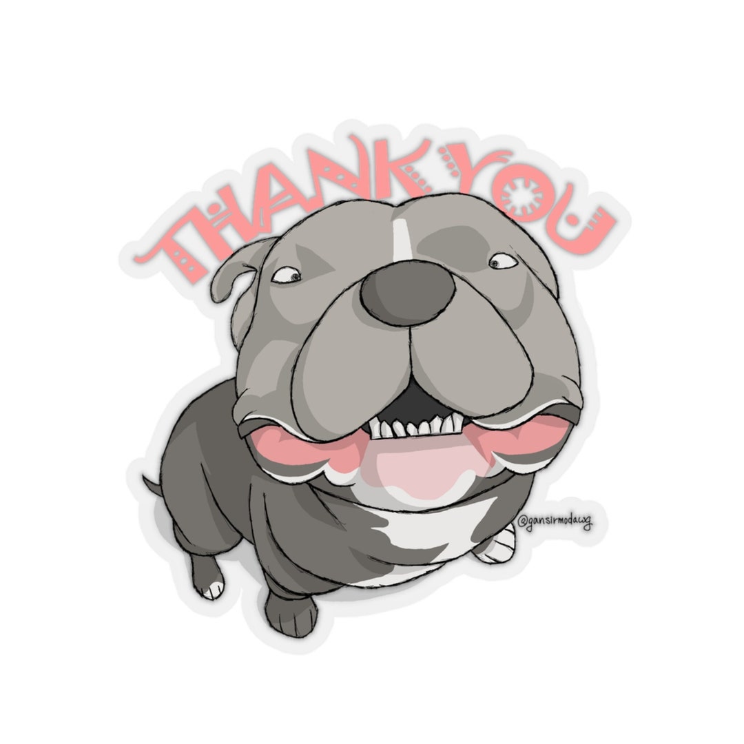 Pit Bull Thank You Kiss-cut Sticker Dog Cartoon Sticker - Etsy