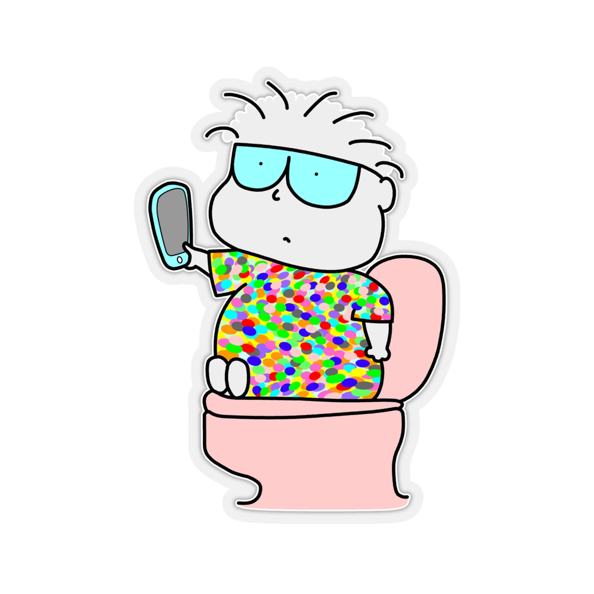 Toilet Pooping Kiss-cut Sticker, Funny Sticker, Cartoon Sticker, Cute ...