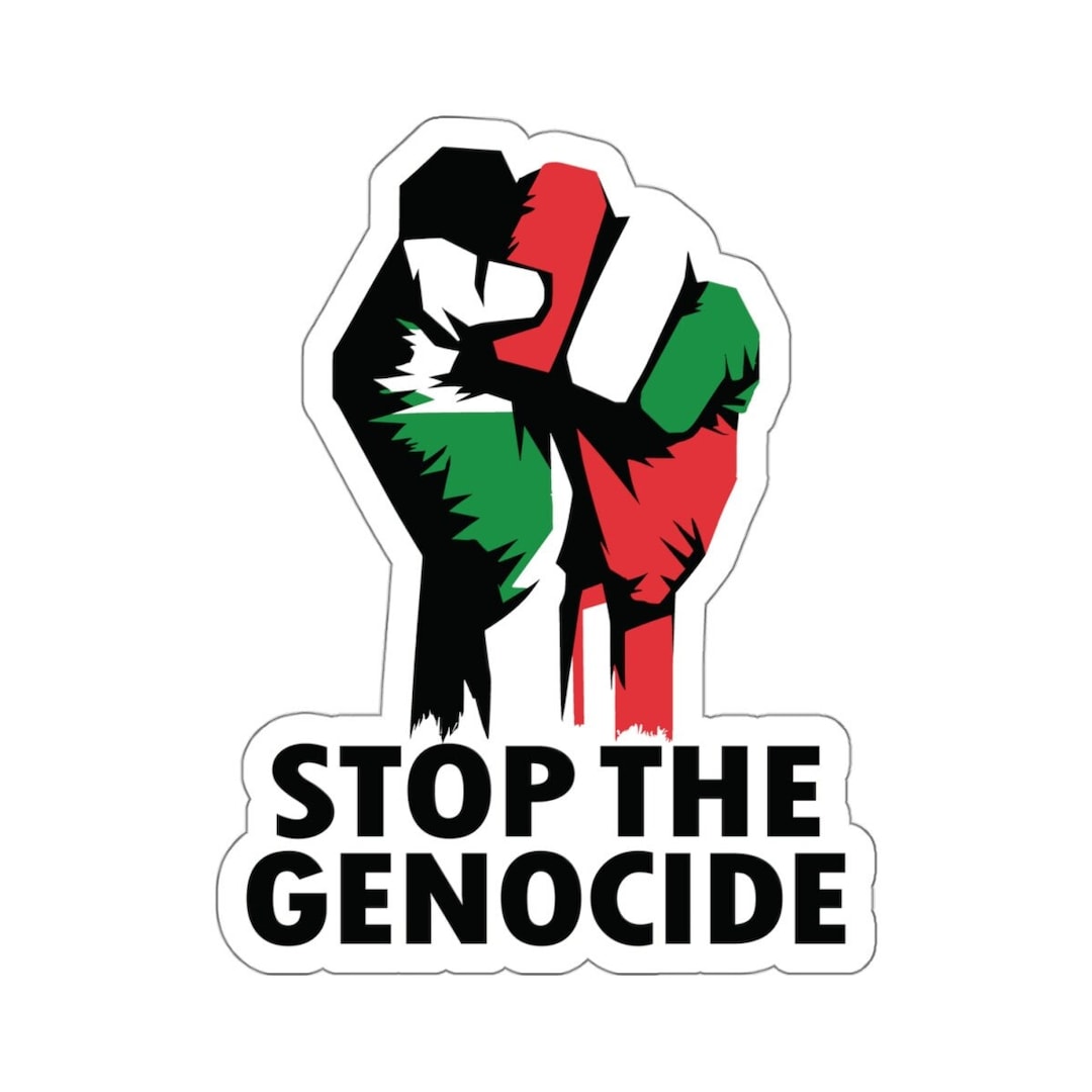 Stop the Genocide Kiss-cut Sticker, Free Palestine, Save Gaza, Save ...