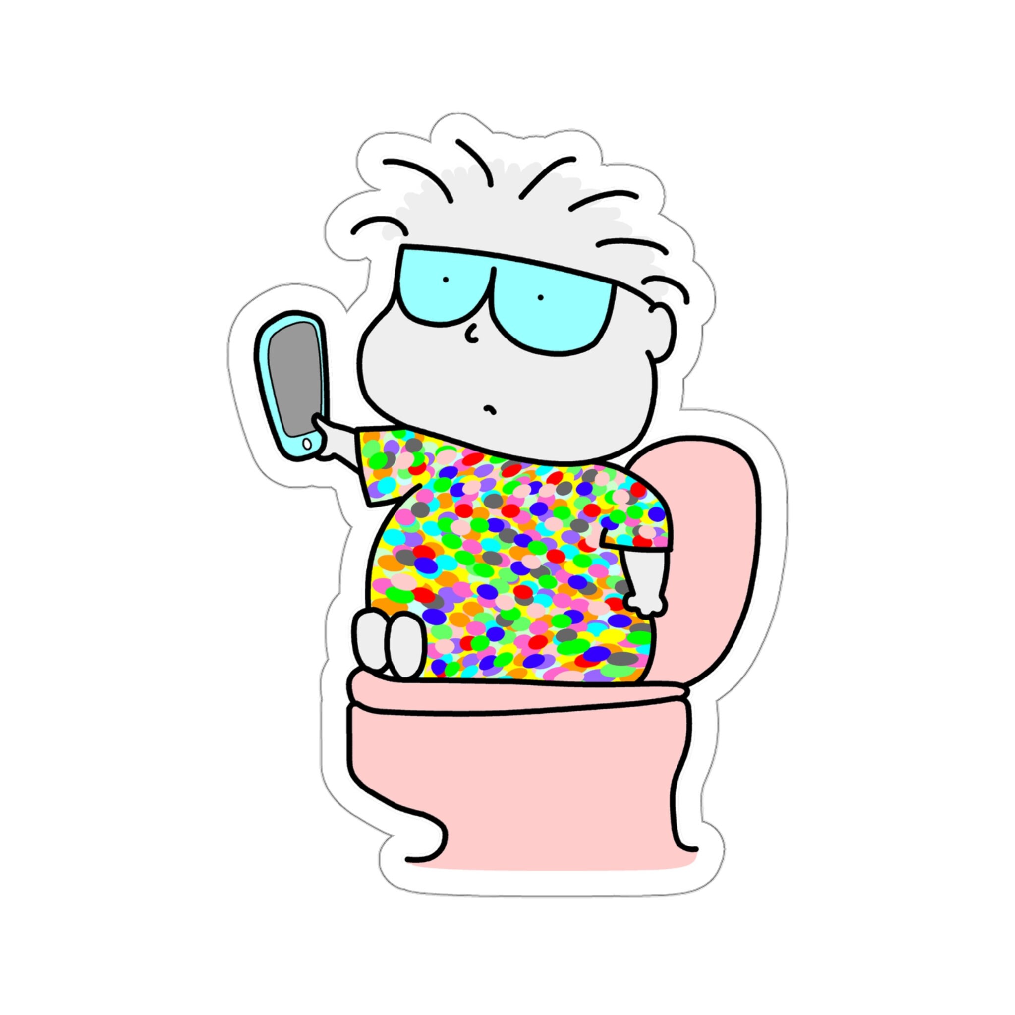 Toilet Pooping Kiss-cut Sticker, Funny Sticker, Cartoon Sticker, Cute ...