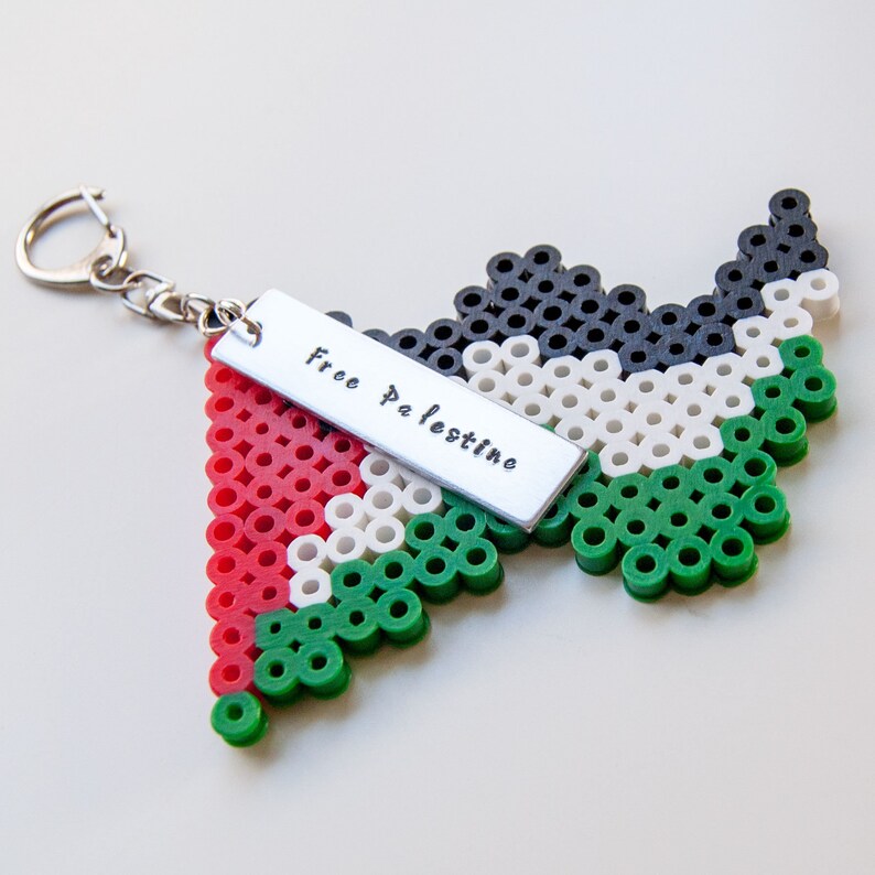 Custom Palestine Flag Key Chain Bag Charm Backpack Fob, Handmade Pixel ...