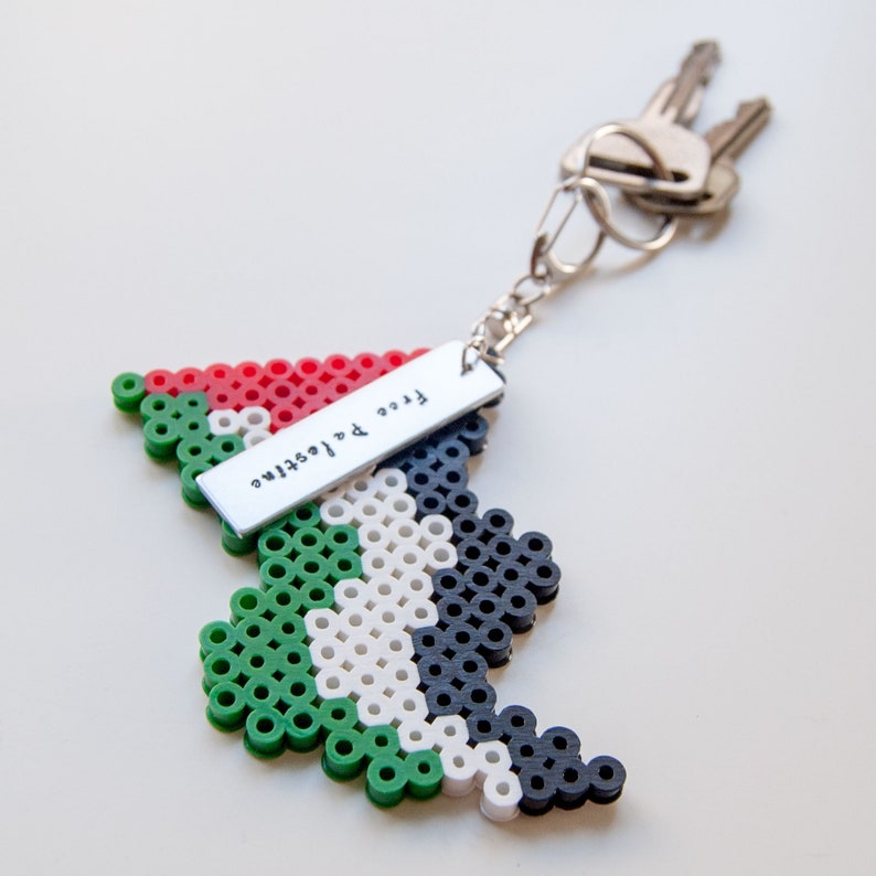 Custom Palestine Flag Key Chain Bag Charm Backpack Fob, Handmade Pixel ...