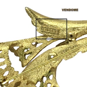 Vendome Brooch Gold Tone Feather Flower Pin Jewelry Rare - Etsy