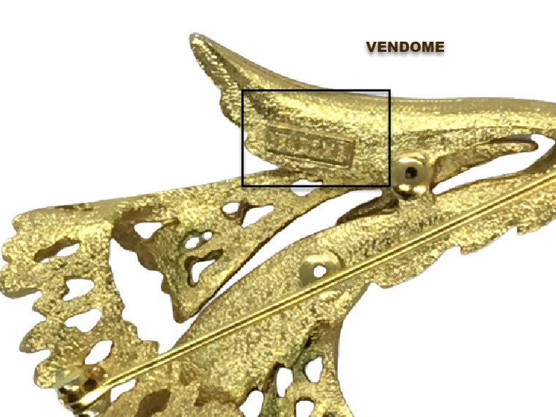 Vendome Brooch Gold Tone Feather Flower Pin Jewelry Rare - Etsy