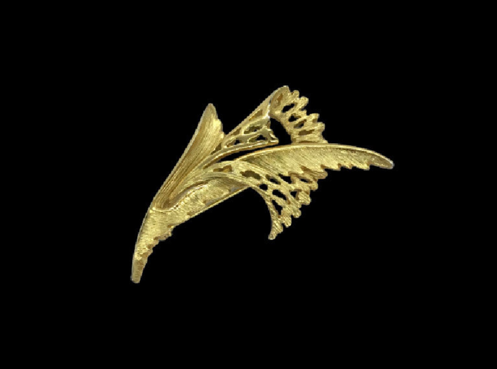 Vendome Brooch Gold Tone Feather Flower Pin Jewelry Rare - Etsy