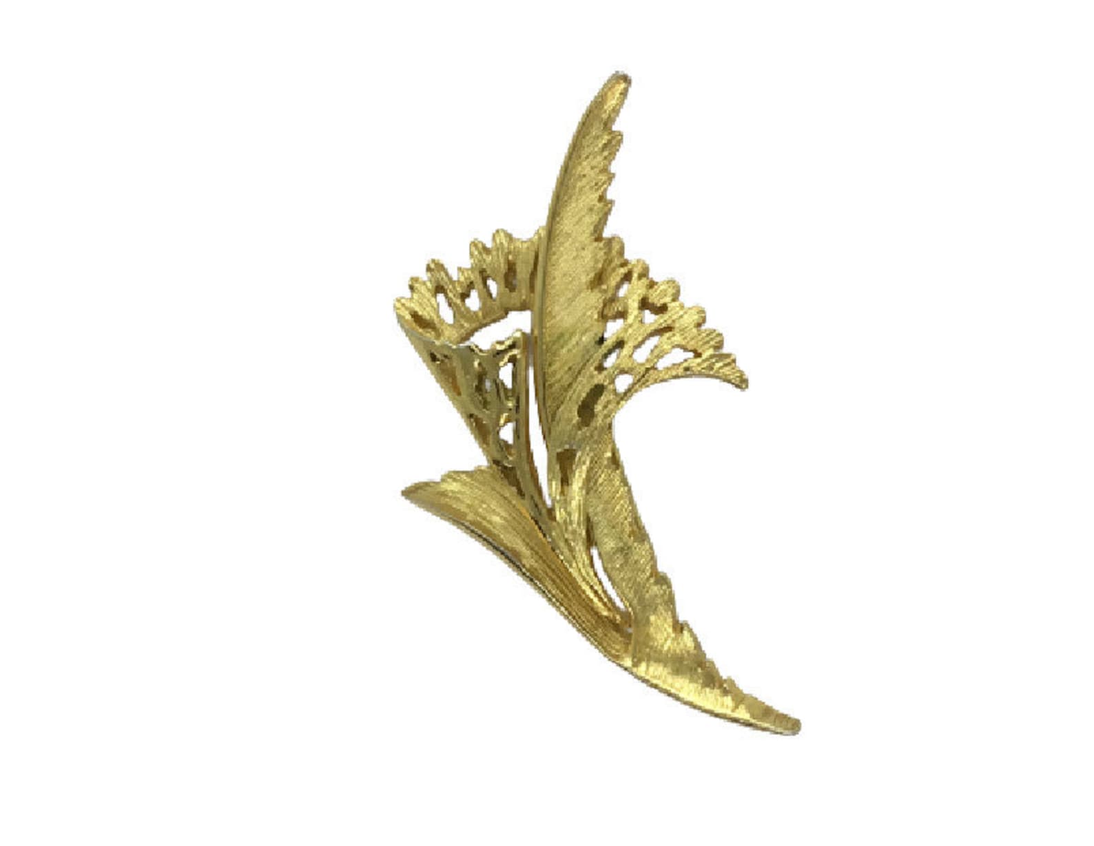 Vendome Brooch Gold Tone Feather Flower Pin Jewelry Rare - Etsy