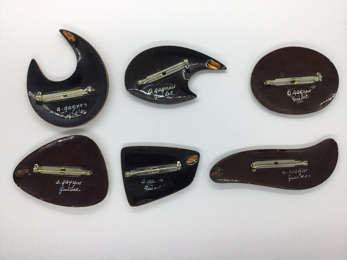 A. Gagnon Québec Brooches Pins Six Piece Collection Vintage Copper ...