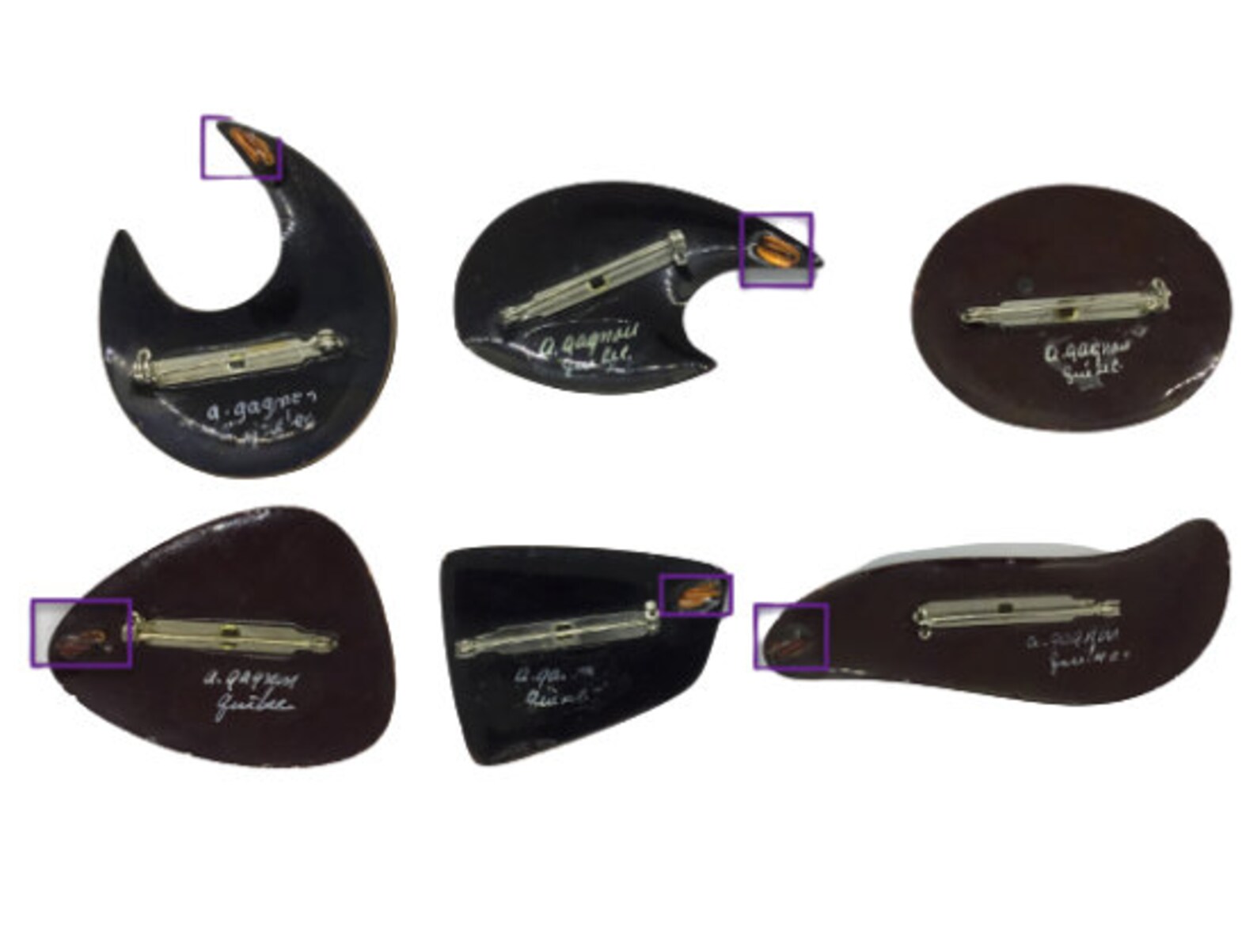 A. Gagnon Québec Brooches Pins Six Piece Collection Vintage Copper ...