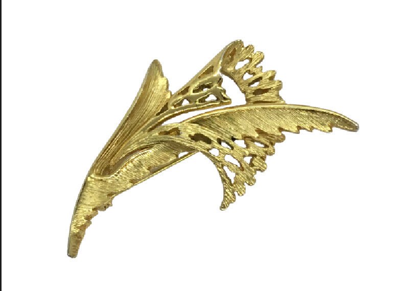 Vendome Brooch Gold Tone Feather Flower Pin Jewelry Rare - Etsy