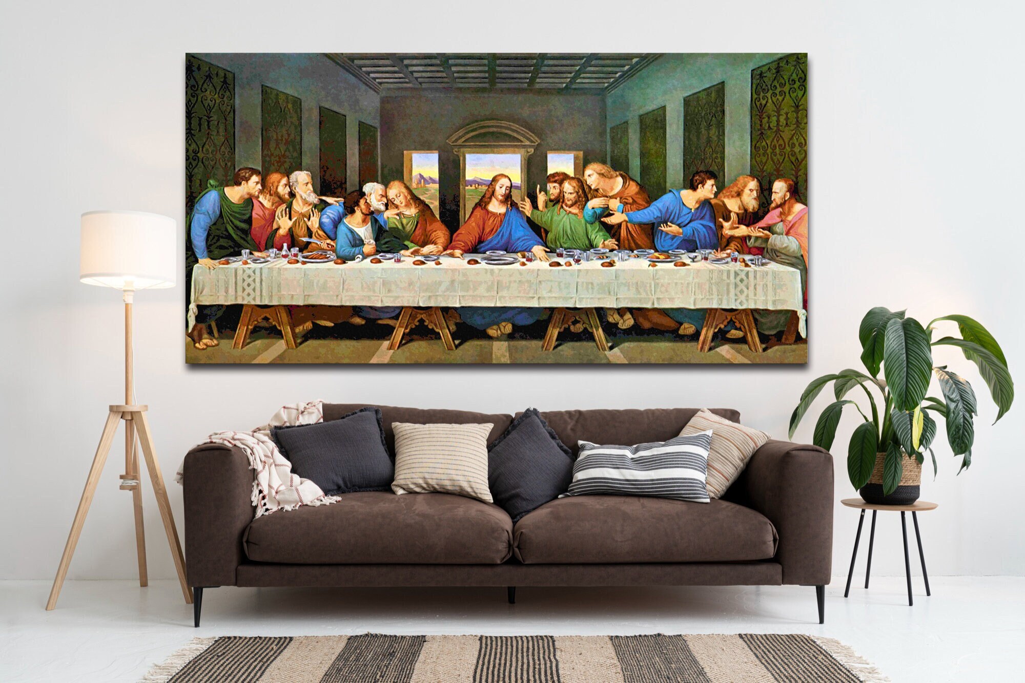 Last Supper Leonardo Da Vinci Jesus Painting Christian Wall Art ...