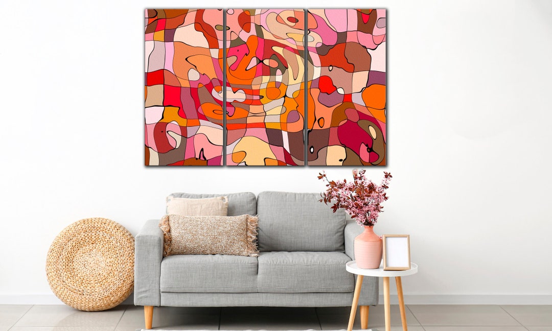 Red Abstract Art Keith Haring Canvas Pink Abstract Print Keith Haring ...