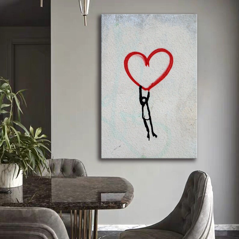 Love Graffiti Art Love Heart Canvas Graffiti Wall Art Banksy - Etsy
