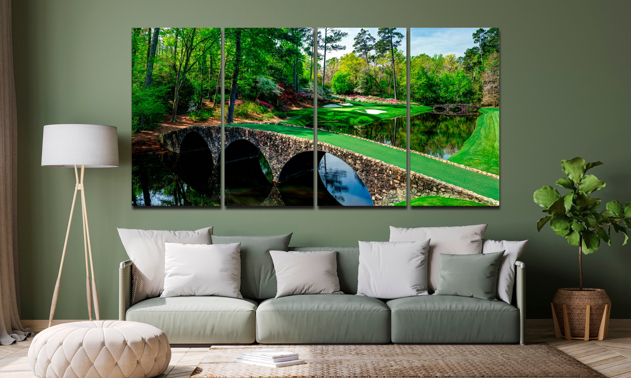 Golf Course Wall Art, Augusta National Golf Print, Stone Bridge Canvas ...