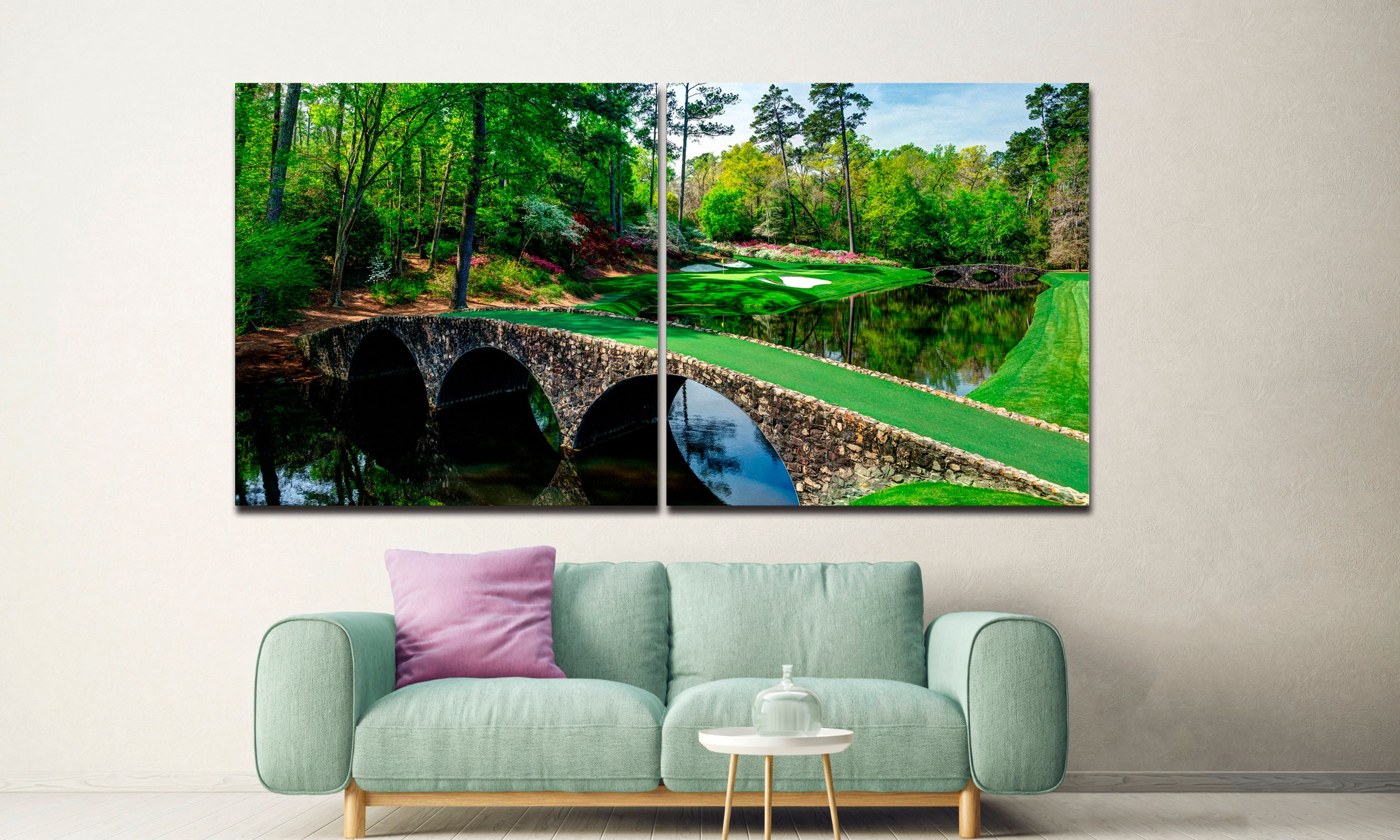 Golf Course Wall Art, Augusta National Golf Print, Stone Bridge Canvas ...