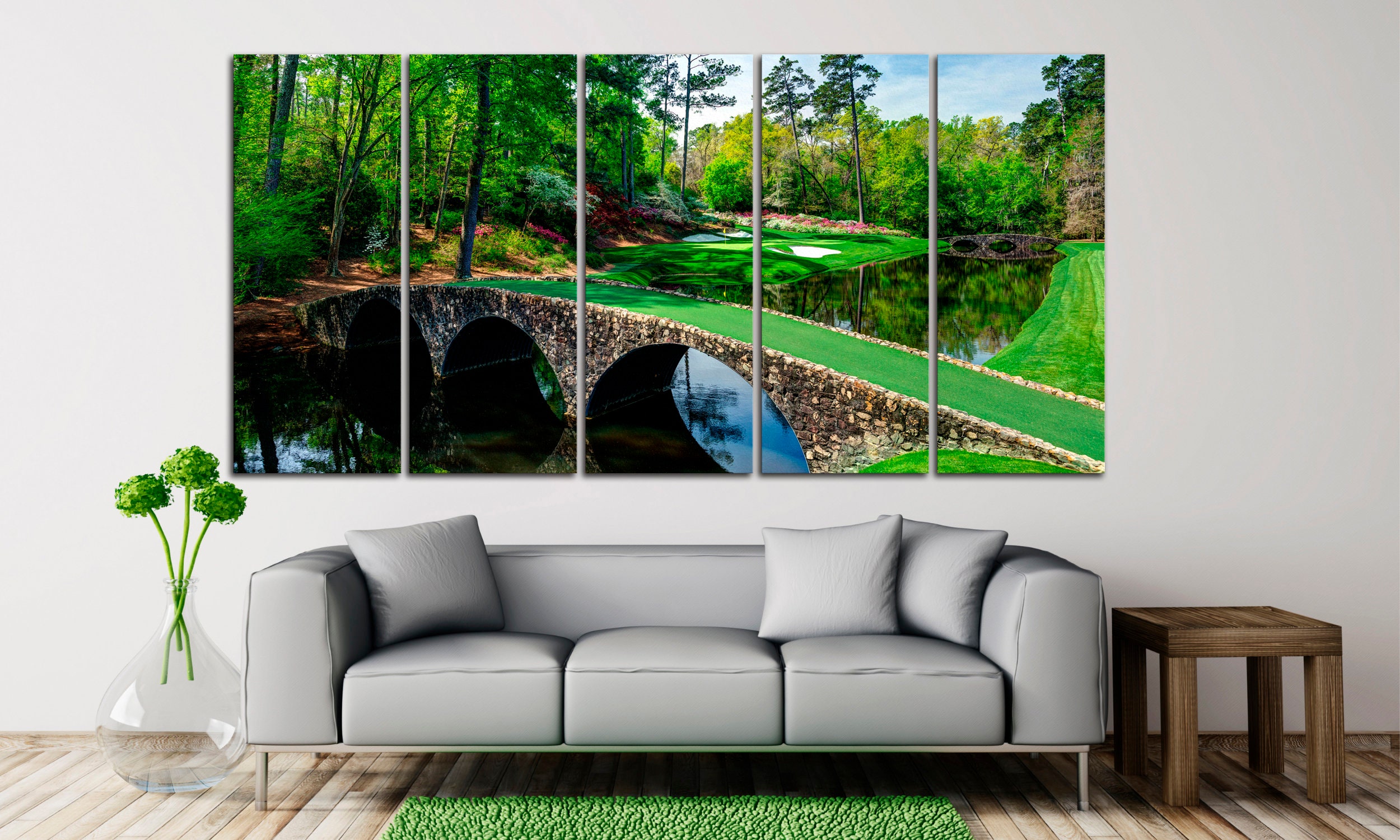 Golf Course Wall Art, Augusta National Golf Print, Stone Bridge Canvas ...