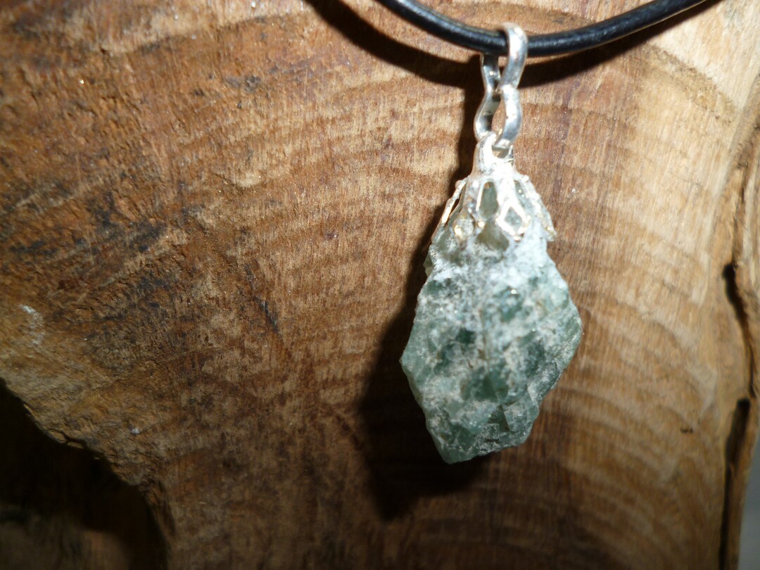 Peridot Raw Stone Pendant With an Approx. 60 Cm Long Leather Cord ...
