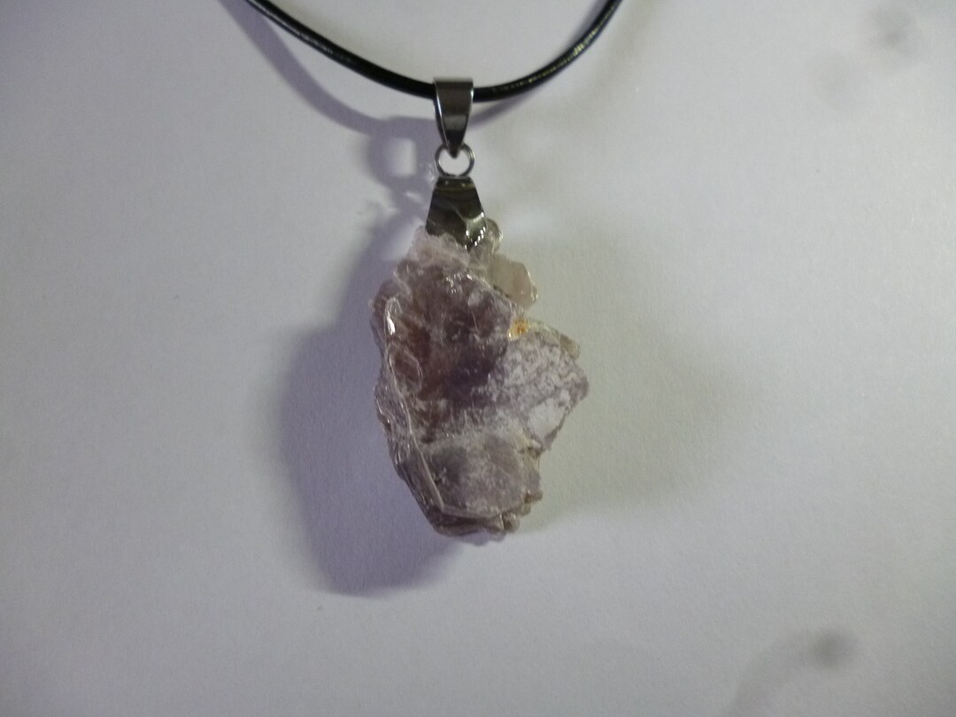 Raw Stone Pendant Muscovite, Mica Violet, an Approx. 60 Cm Long Leather ...