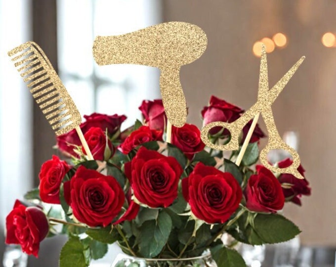 Cosmetology Centerpieces, Graduation Party, Blow Dryer, Comb, Scissors ...