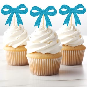 Bow Cupcake Toppers, Bridal Shower, Bridal Shower Cupcake Toppers ...