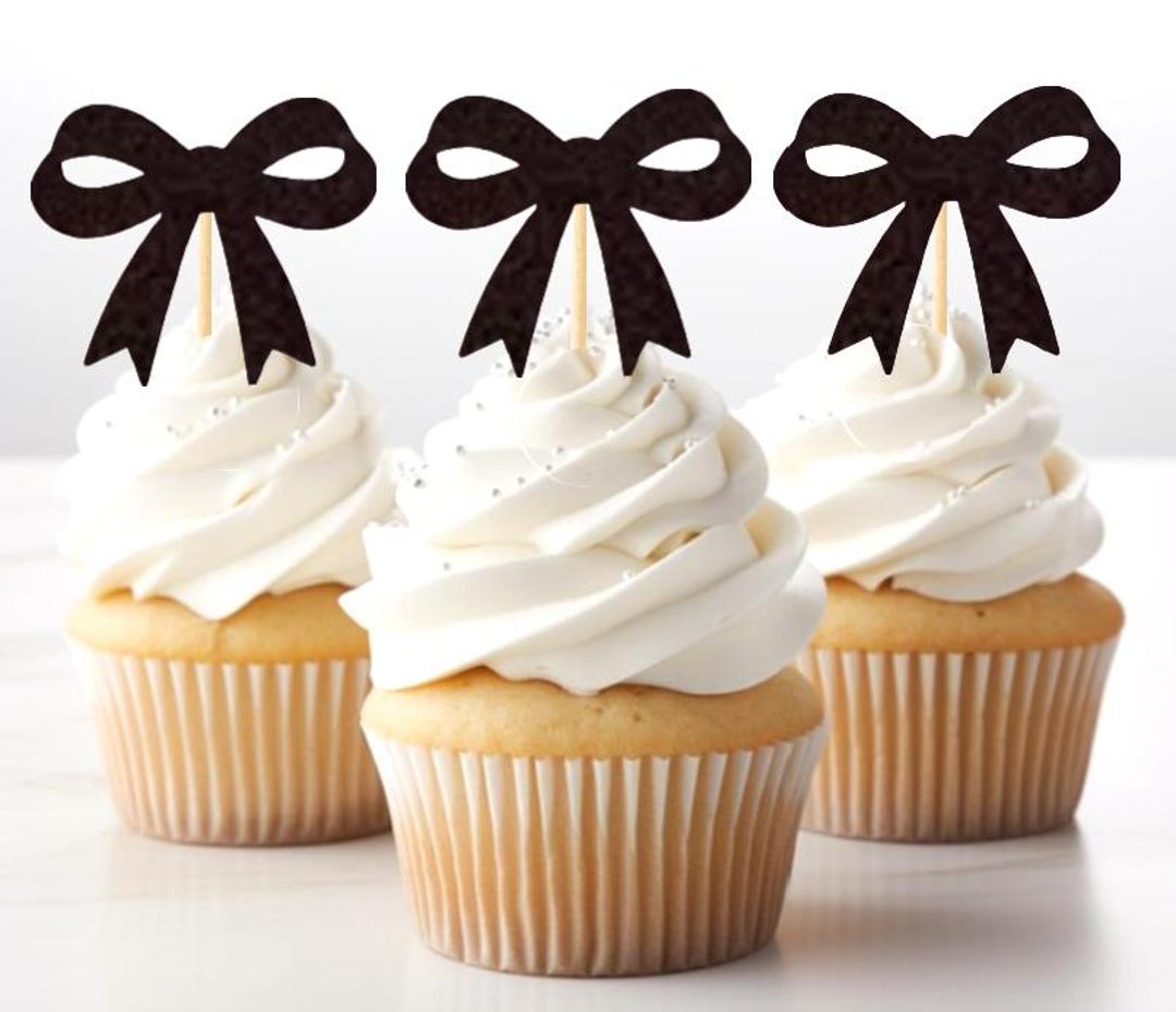 Bow Cupcake Toppers, Bridal Shower, Bridal Shower Cupcake Toppers ...